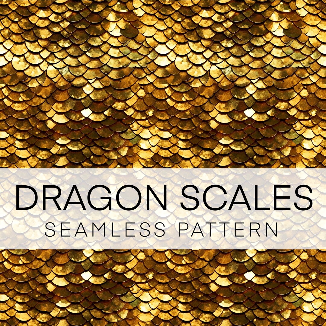 Dragon Scales Glitter Digital Paper, Seamless 3D Golden Glitter Pattern ...