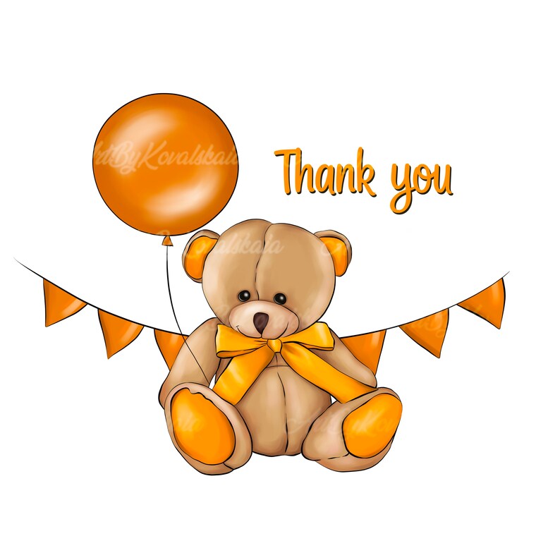 Teddy Bear Clipart Thank You Tag PNG Baby Shower Clipart - Etsy