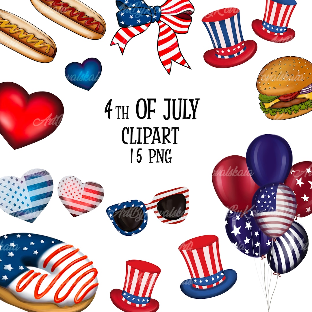4th of July Clipart, Patriotic Clipart PNG, Independence Day Clipart ...