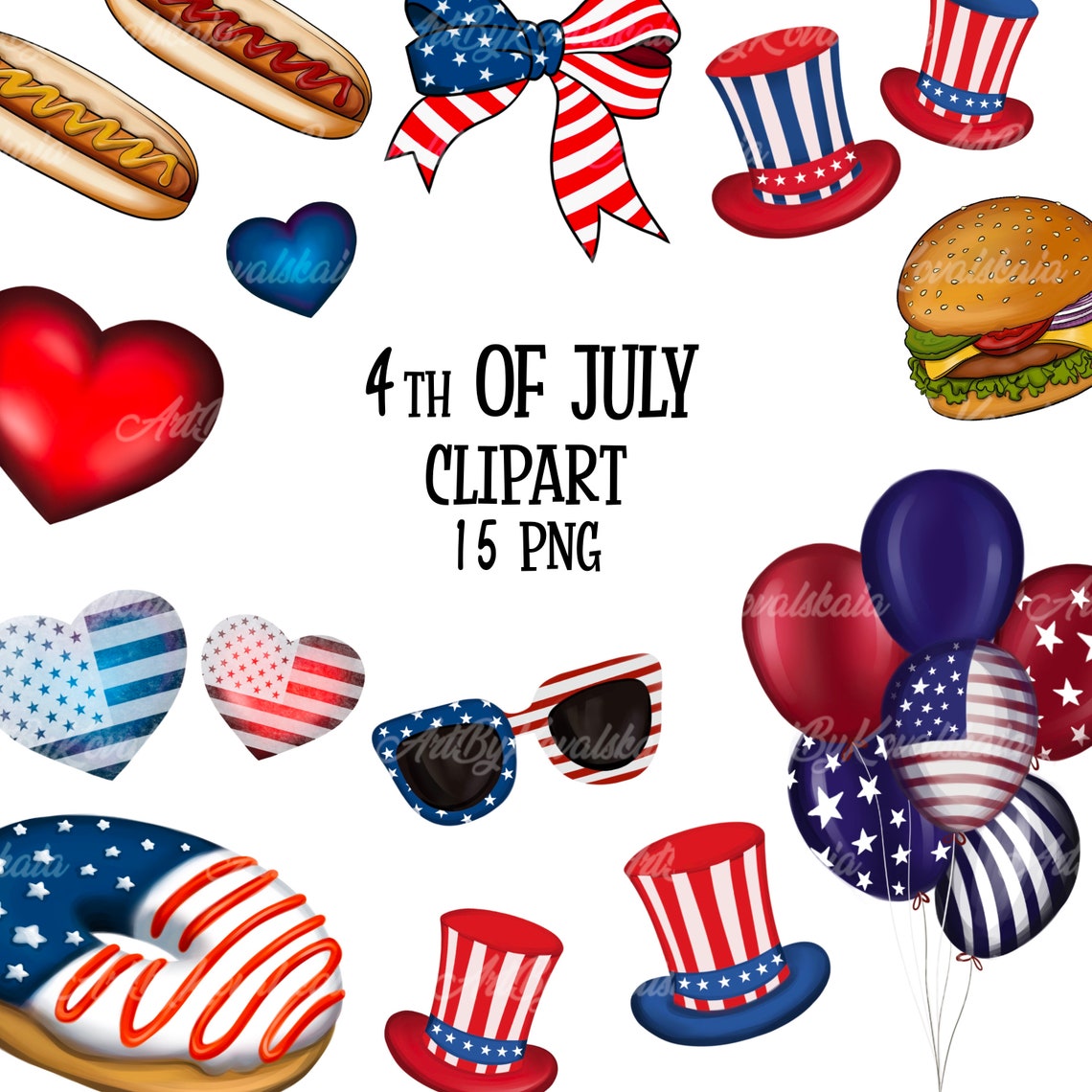 4th of July Clipart Patriotic Clipart PNG Independence Day - Etsy