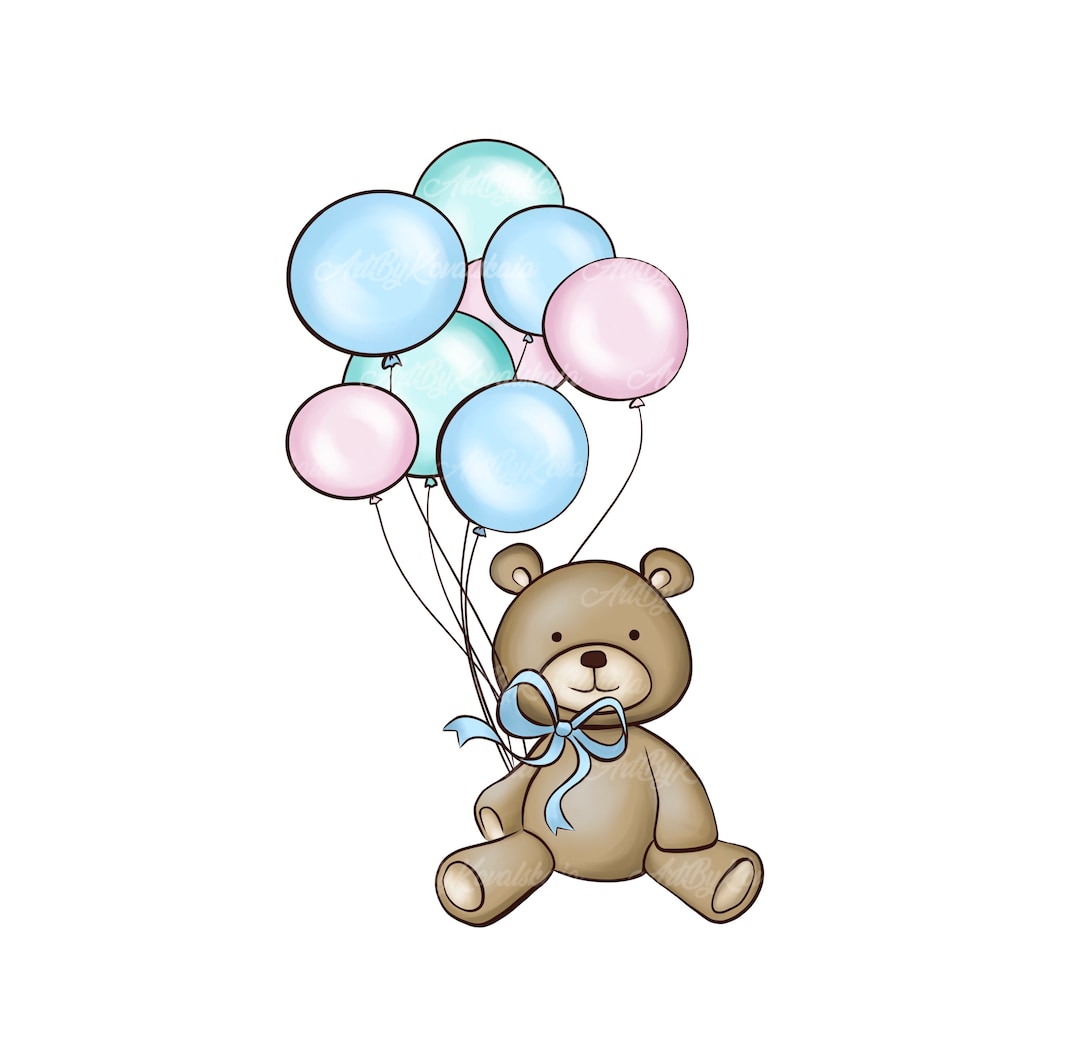 Teddy Bear Clipart, Bear PNG, Baby Shower Boy, Digital Download - Etsy