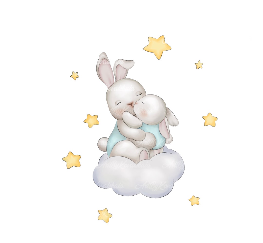 Watercolor Bunny Clipart, Cute Rabbits PNG (digital Download) - Etsy