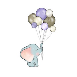 Baby Elephant Clipart: Balloons PNG, Baby Shower (digital Download) - Etsy