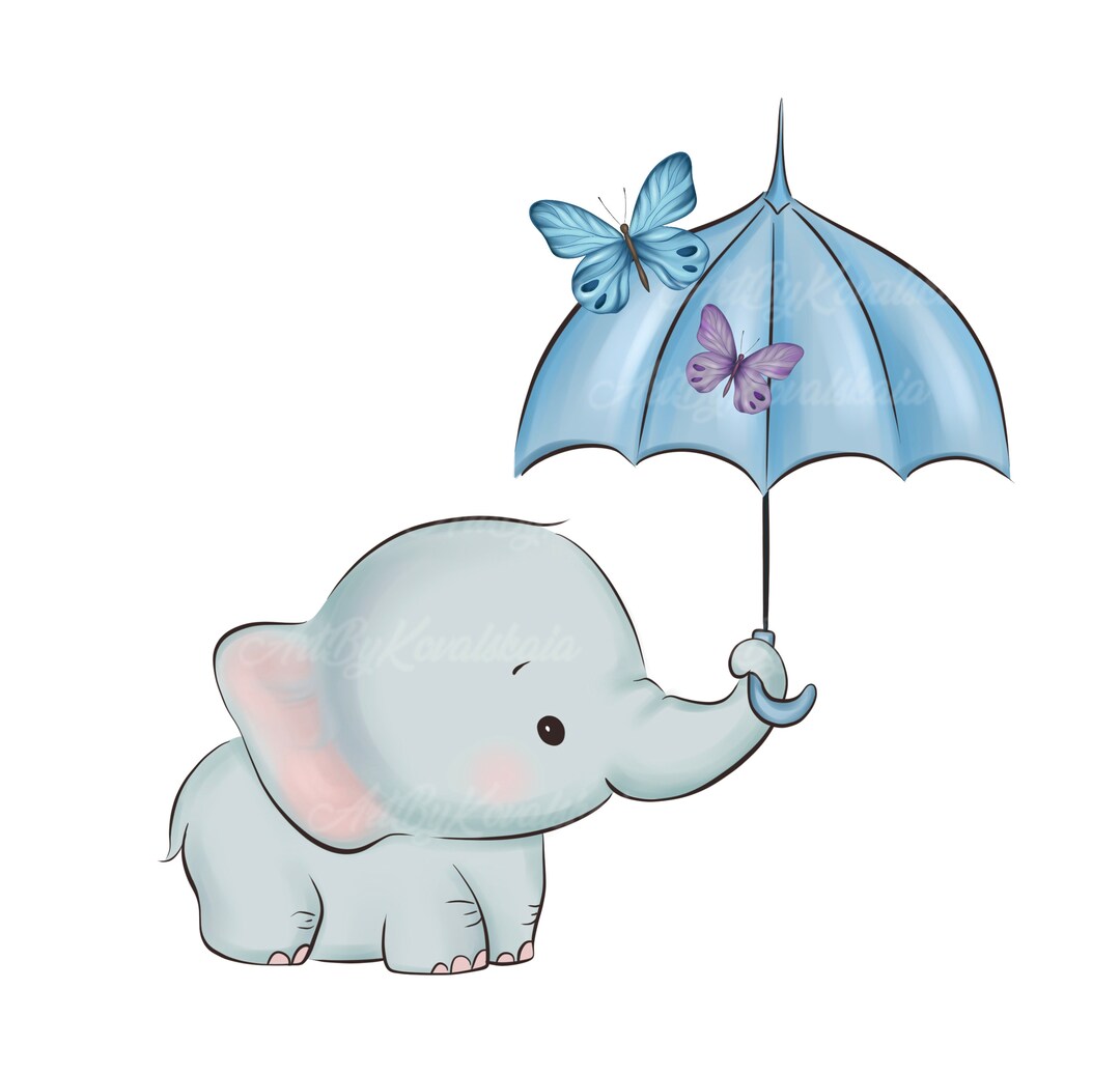 Elephant Clipart, Elephant Baby Shower, Elephant, Umbrella PNG, Baby ...