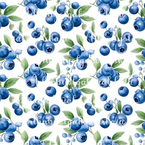 Watercolor Blueberry Seamless Pattern: Digital Paper (instant Download ...