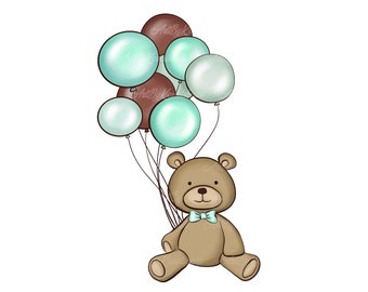 Teddy Bear Clipart, Cute Teddy Bear PNG, Baby Shower Clipart, Digital Download - Etsy