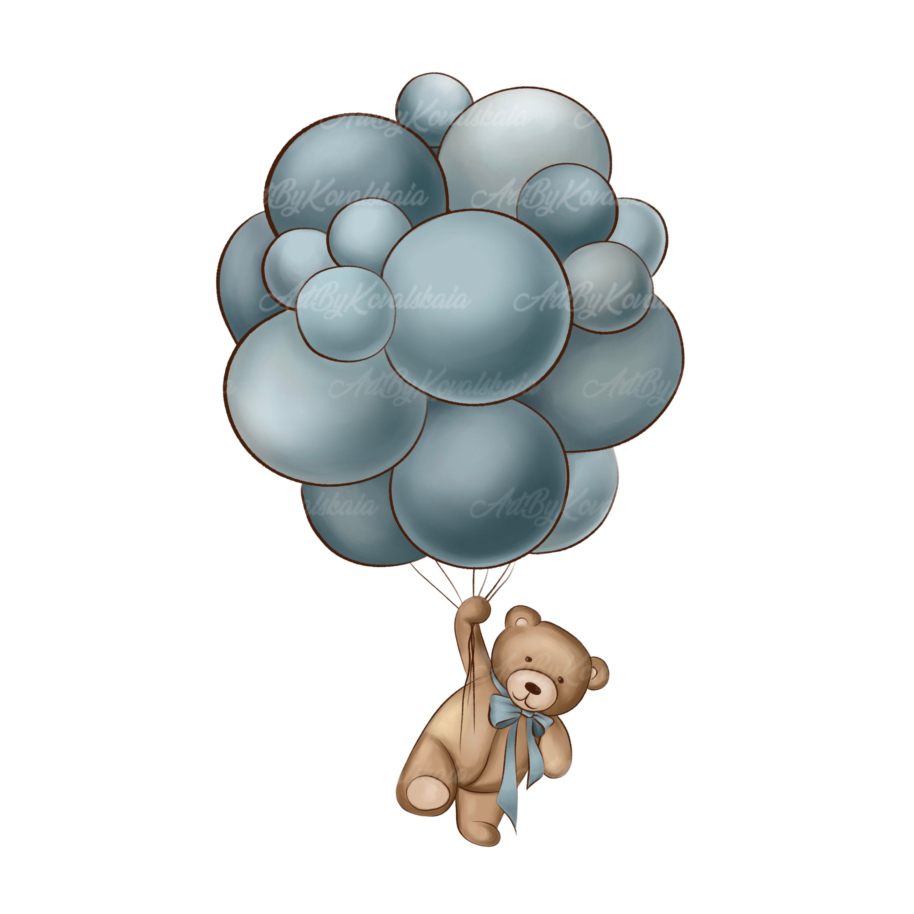 Teddy Bear With Balloons PNG Clipart, Baby Shower (digital Download) - Etsy