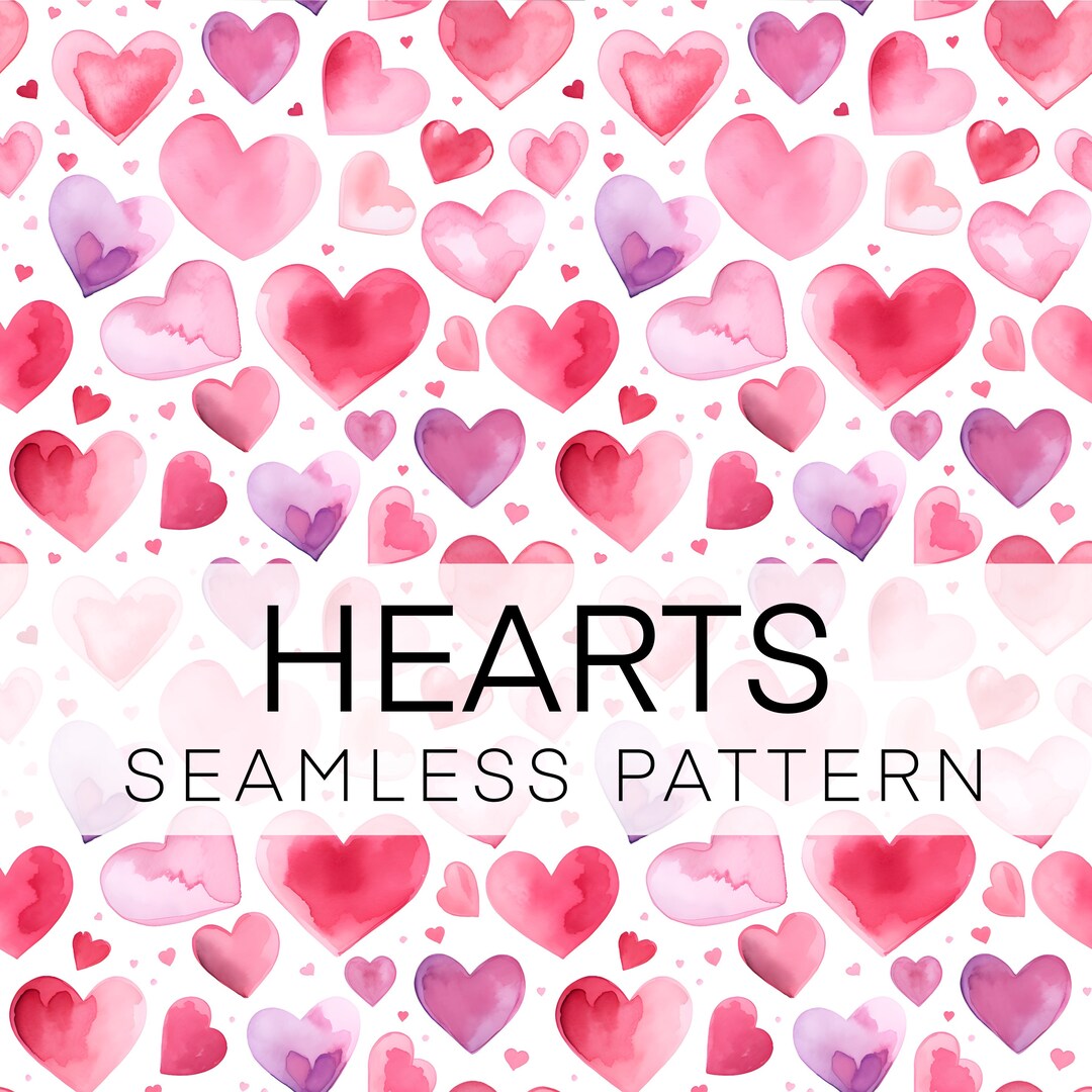 Seamless Watercolor Hearts Pattern, Valentines Day, Love Hearts ...