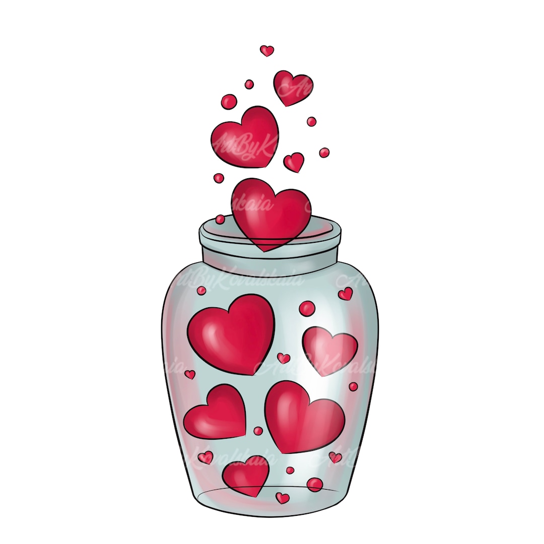 Jar of Hearts, Hearts PNG, Valentines Day Clipart, Digital Download - Etsy