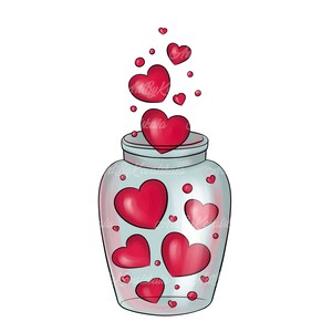 Jar of Hearts, Hearts PNG, Valentines Day Clipart, Digital Download - Etsy