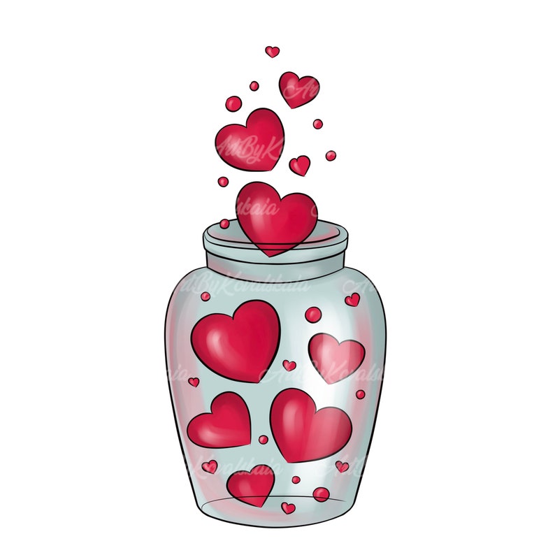 Jar of Hearts Hearts PNG Valentines Day Clipart Digital - Etsy