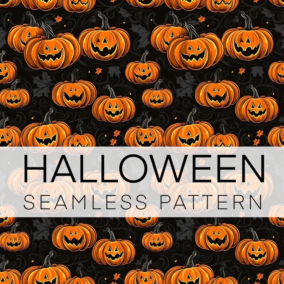 Halloween Seamless Pattern, Digital Paper, Pumpkins Digital Pattern ...