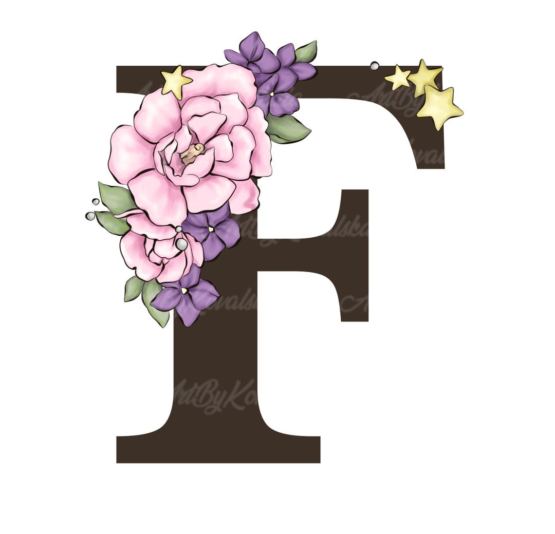Letter F, Floral Alphabet Clipart, Letters Clipart, Flowers Clipart ...