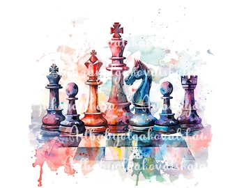 Chess Game Clip Art , Watercolor Chess Game Illustration PNG ...