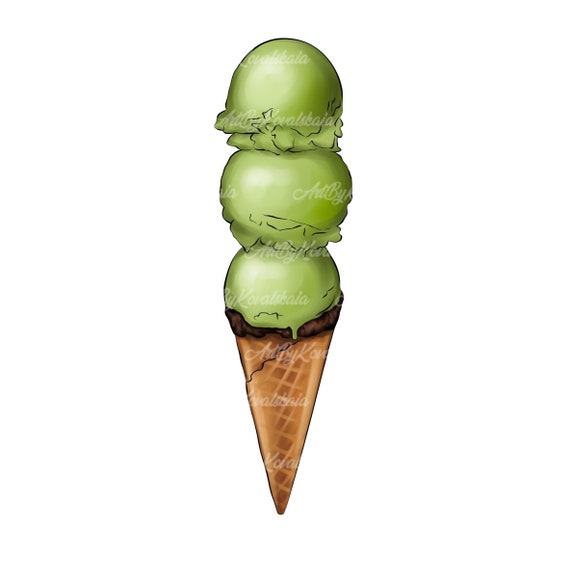 Ice Cream Cone Png Ice Cream Scoop Clipart Digital Download Etsy