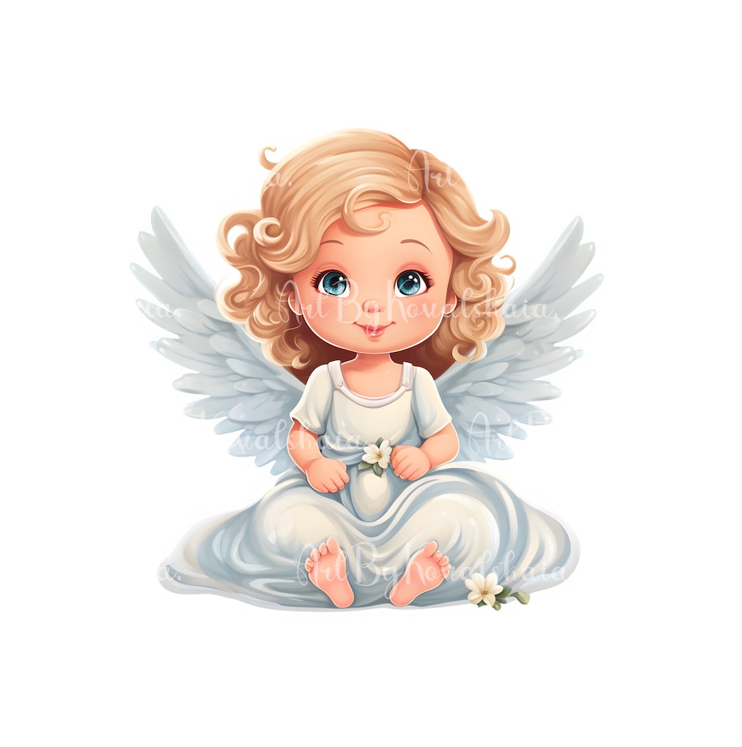 Watercolor Angel Clipart, Child Angel PNG, Baby Shower, Digital ...