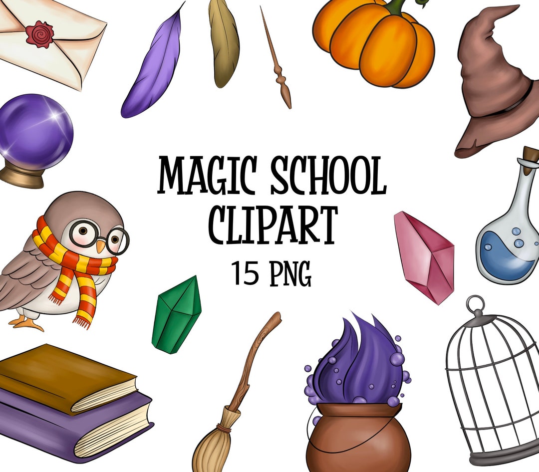Clipart School of Magic, Set of Magic Elements, Magic Clipart, Digital ...