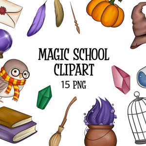 Clipart School of Magic, Set of Magic Elements, Magic Clipart, Digital ...