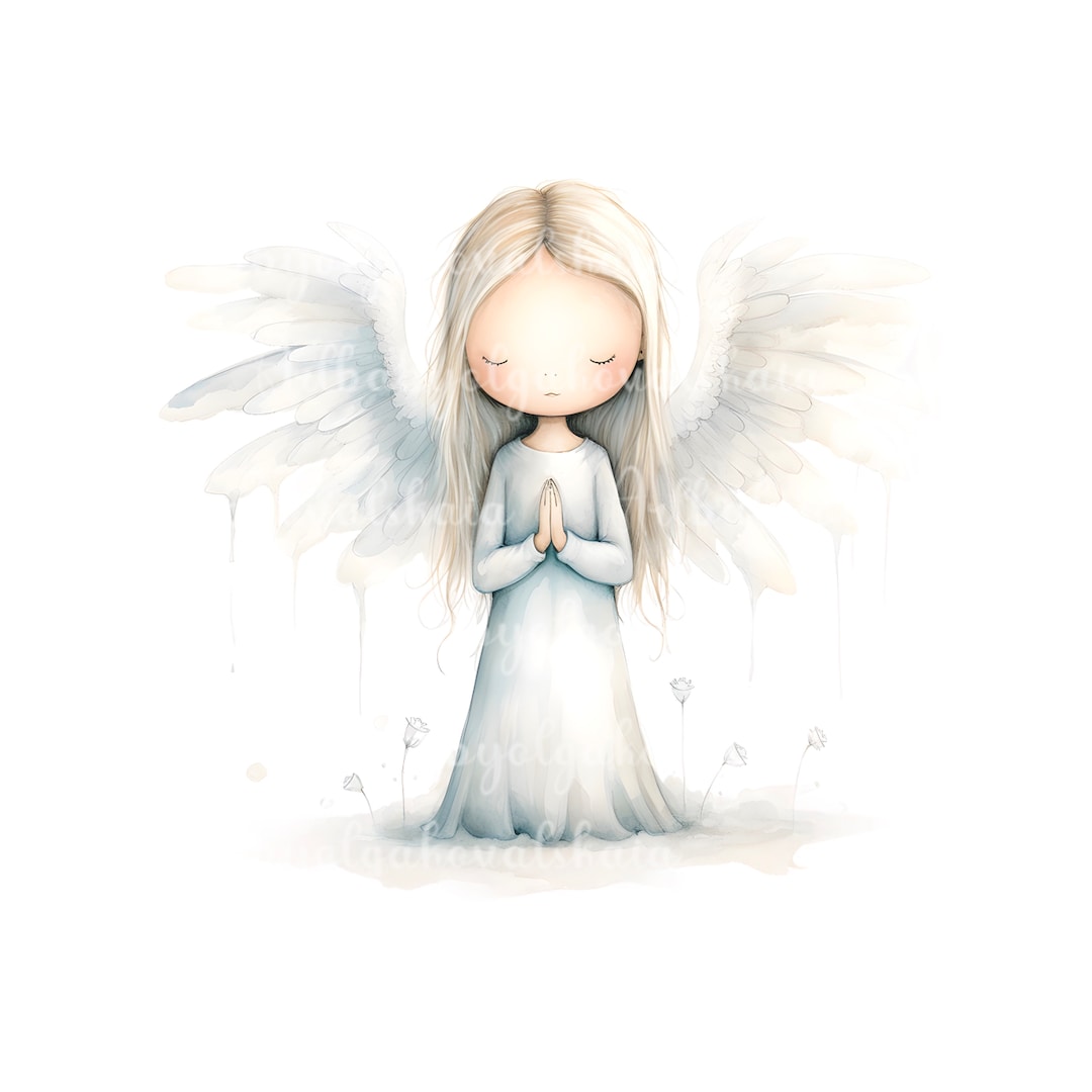 Watercolor Angel Clipart, Prayer Angel PNG, Baby Shower, DIGITAL ...