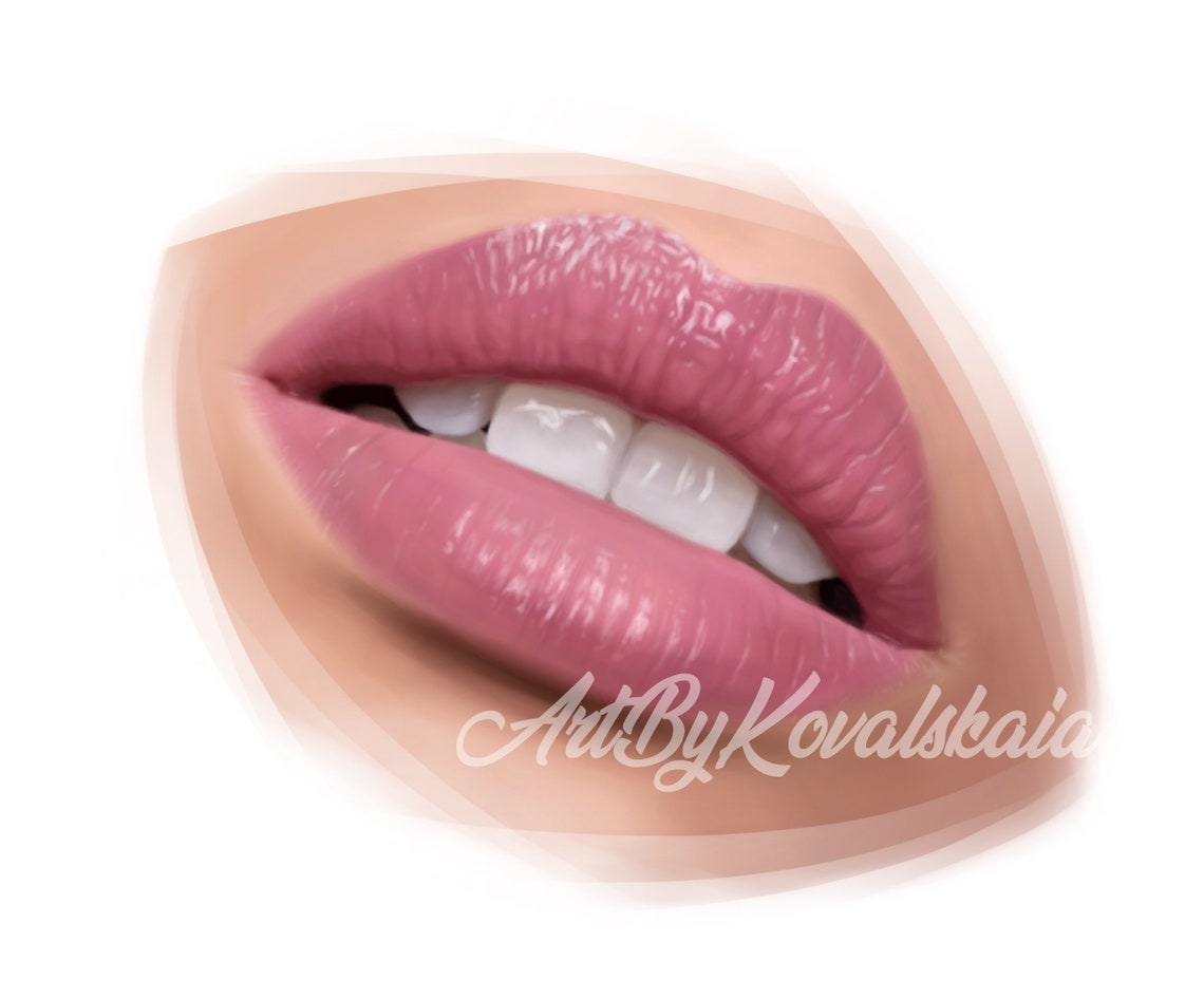 Lips Digital Art Realistic Sexy Lips Pink Lips PNG Lips - Etsy