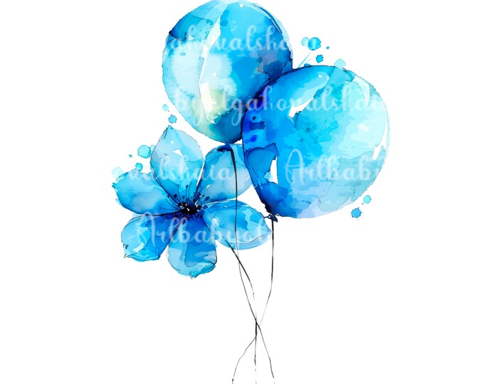 Balloons PNG, Blue Balloons Clip Art, Birthday Clipart, Digital ...