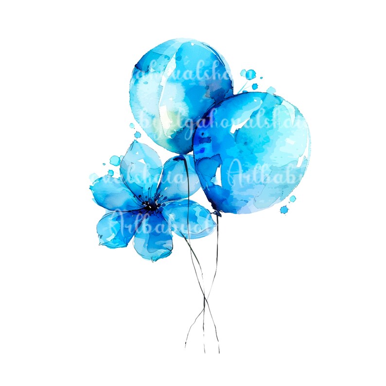 Balloons PNG, Watercolor Balloons Clipart, Birthday, Digital Download ...