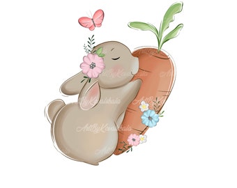 Bunny Clipart, Cute Bunny PNG, Rabbit, Digital Download - Etsy