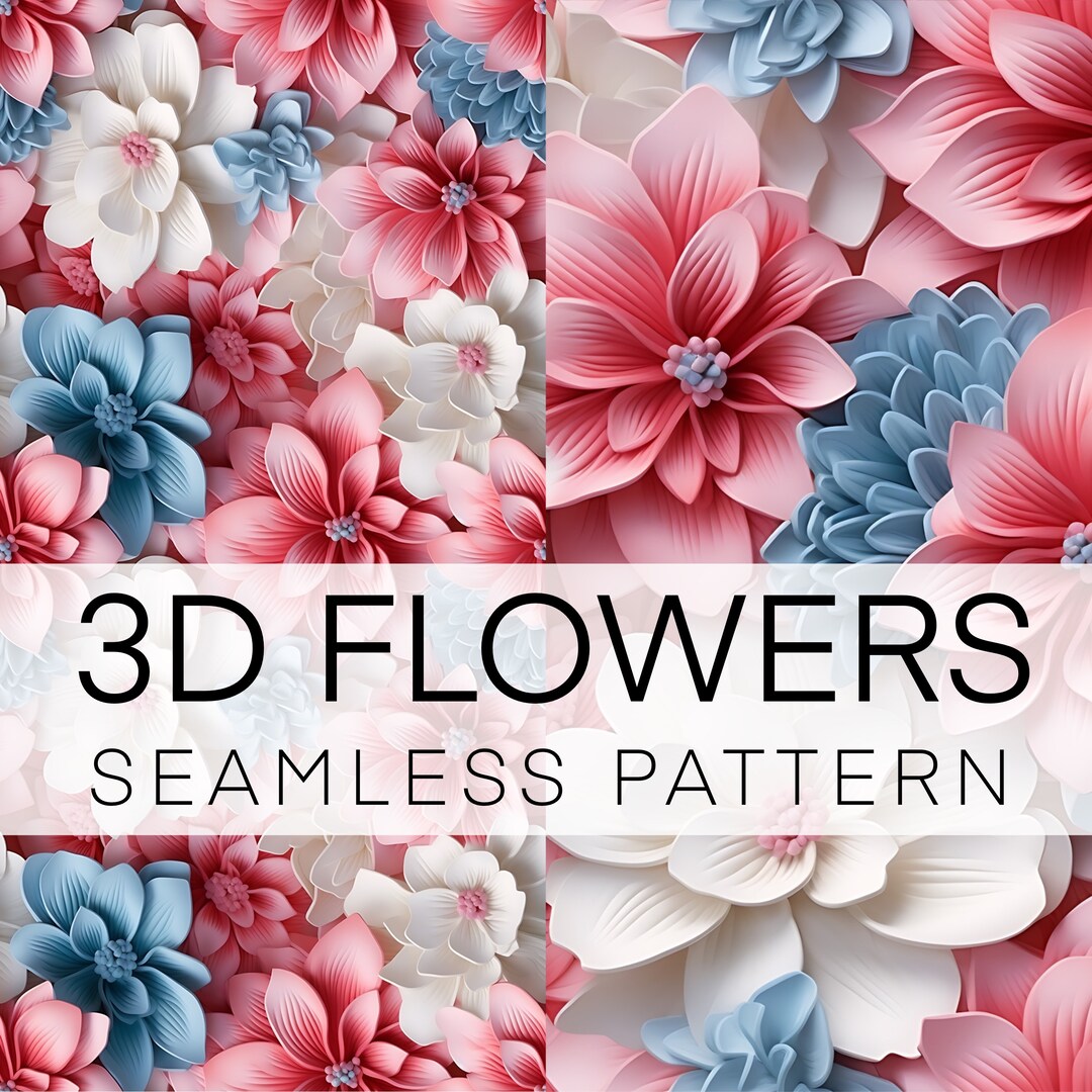Seamless Pattern 3D, Floral Digital Paper, Instant Download - Etsy