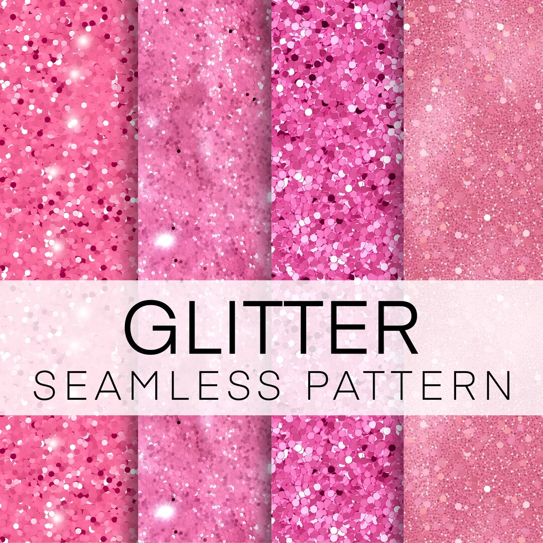 4 Glitter Digital Paper, Pink Seamless Glitter Pattern Bundle, Instant ...
