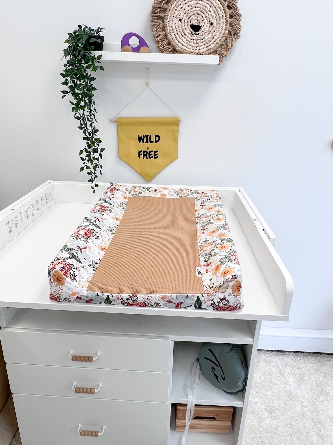 Changing Mat Cover, Floral Breathable Double Gauze Muslin Cover, Diaper ...
