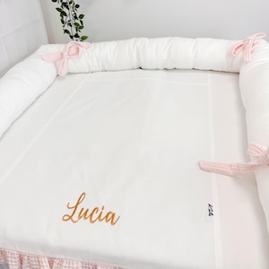 White Baby Girl Pink Changing Pad, Long Pillow and Baskets Utensilos ...