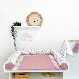 Cotton Pink Butterfly Print Changing Mat With Long Pillow, Nursery ...