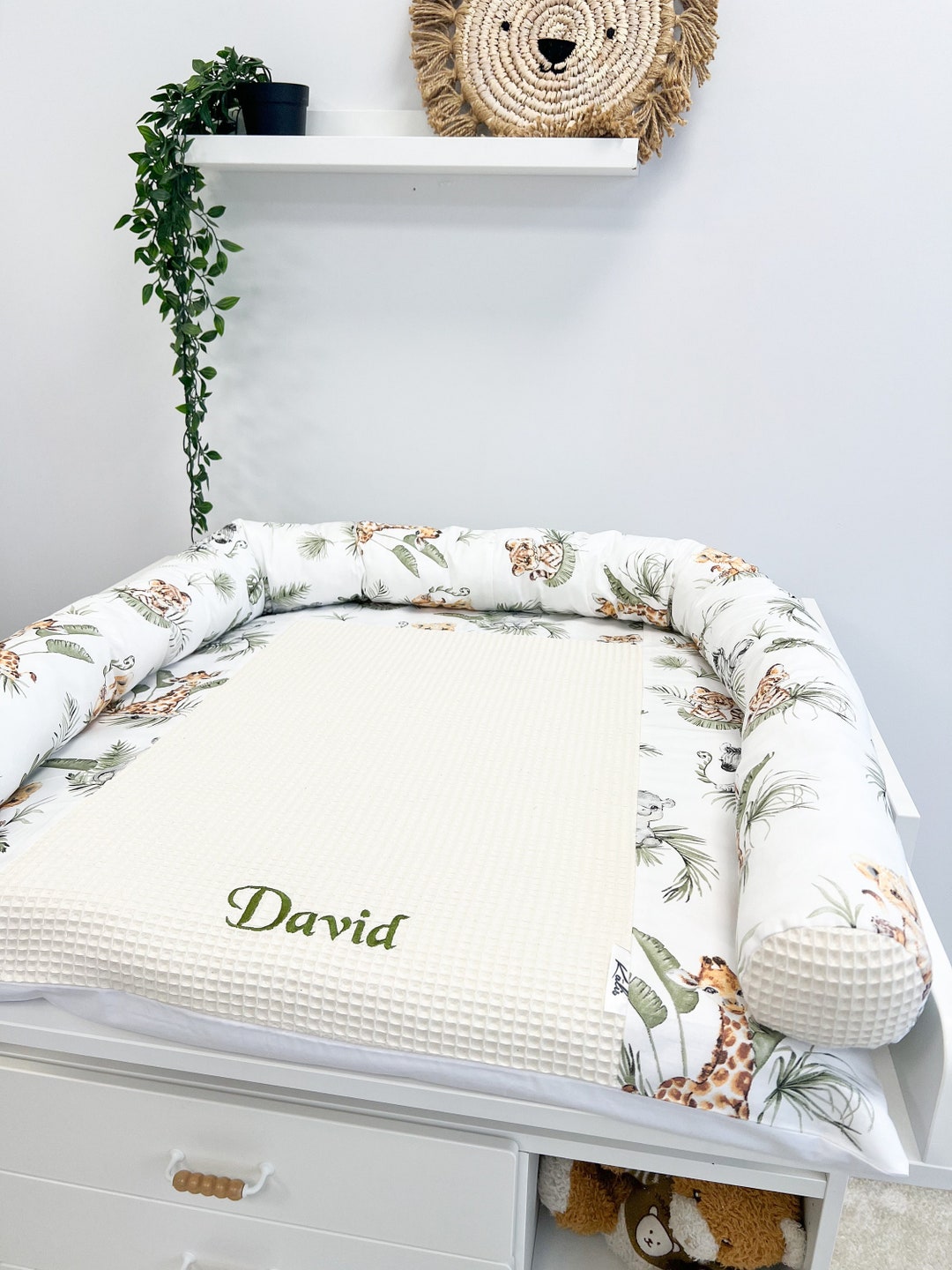 Changing Mat in Animal Safari Print, Baby Changing Table Topper, Long ...