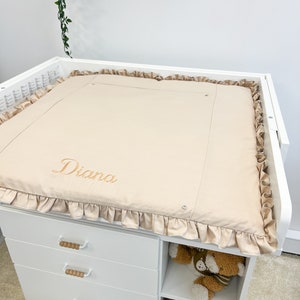 Beige Changing Mat in Fabric, Changing Pad With Accessory Baskets, Baby ...