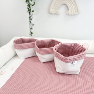 Pink Changing Mat in Fabric, Changing Pad With Accessory Baskets, Baby ...