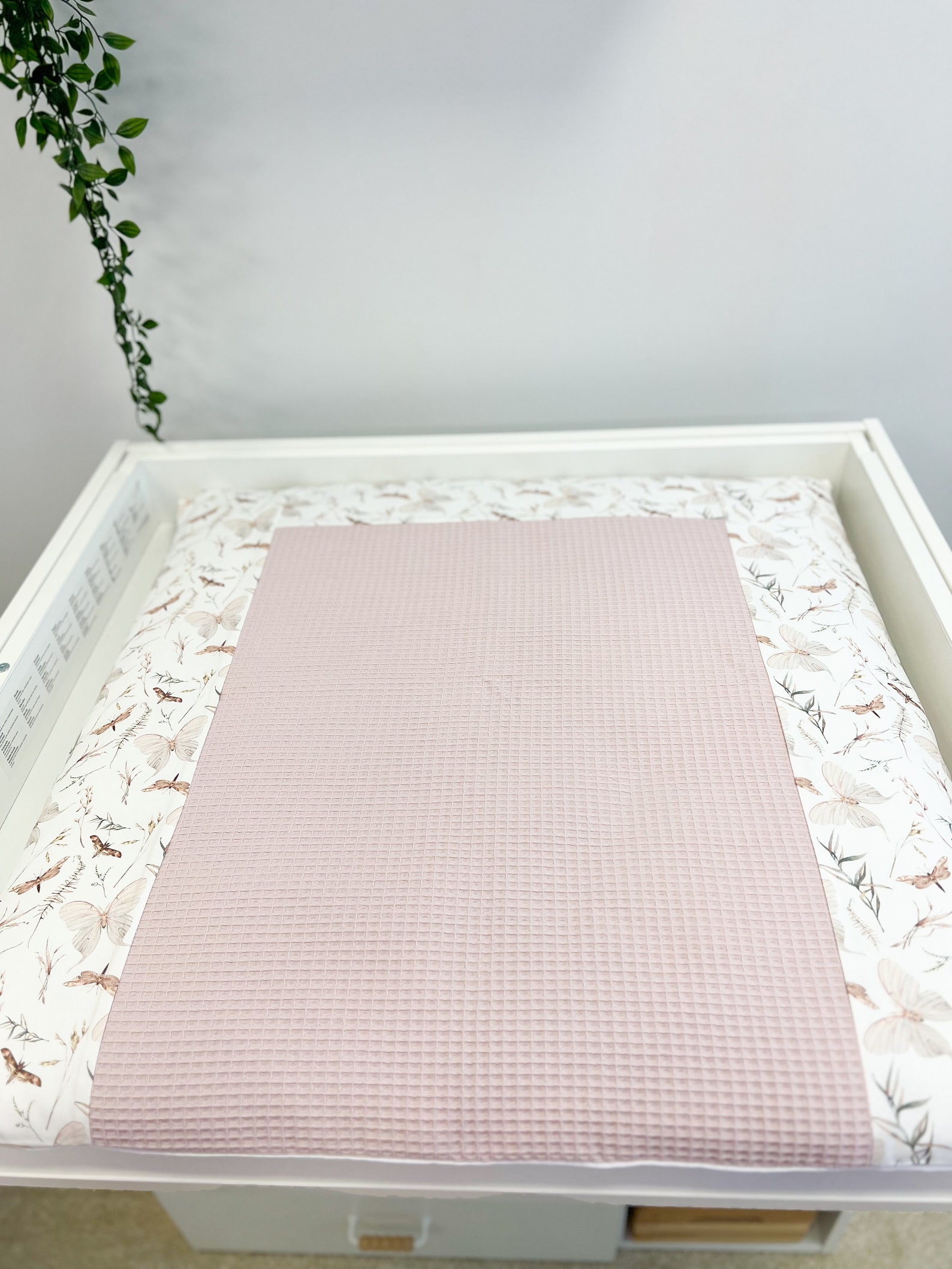 Cotton Pink Print Changing Pad With Long Pillow and Baskets, Girls Baby ...