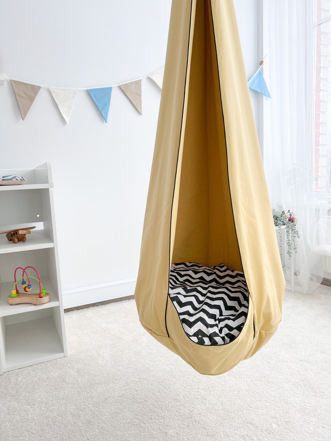 Cocoon Swing for Kids, Indoor Therapy Swing, Gray Cocoon Swing, Autism ...