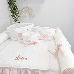 White Baby Girl Pink Changing Pad, Long Pillow and Baskets Utensilos ...