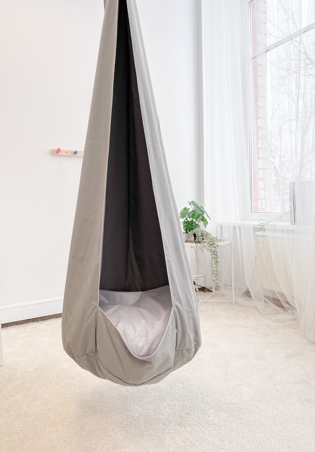 Indoor and Outdoor Double Layered Cuddly Kids Cave Swing, Toddlers Gym ...