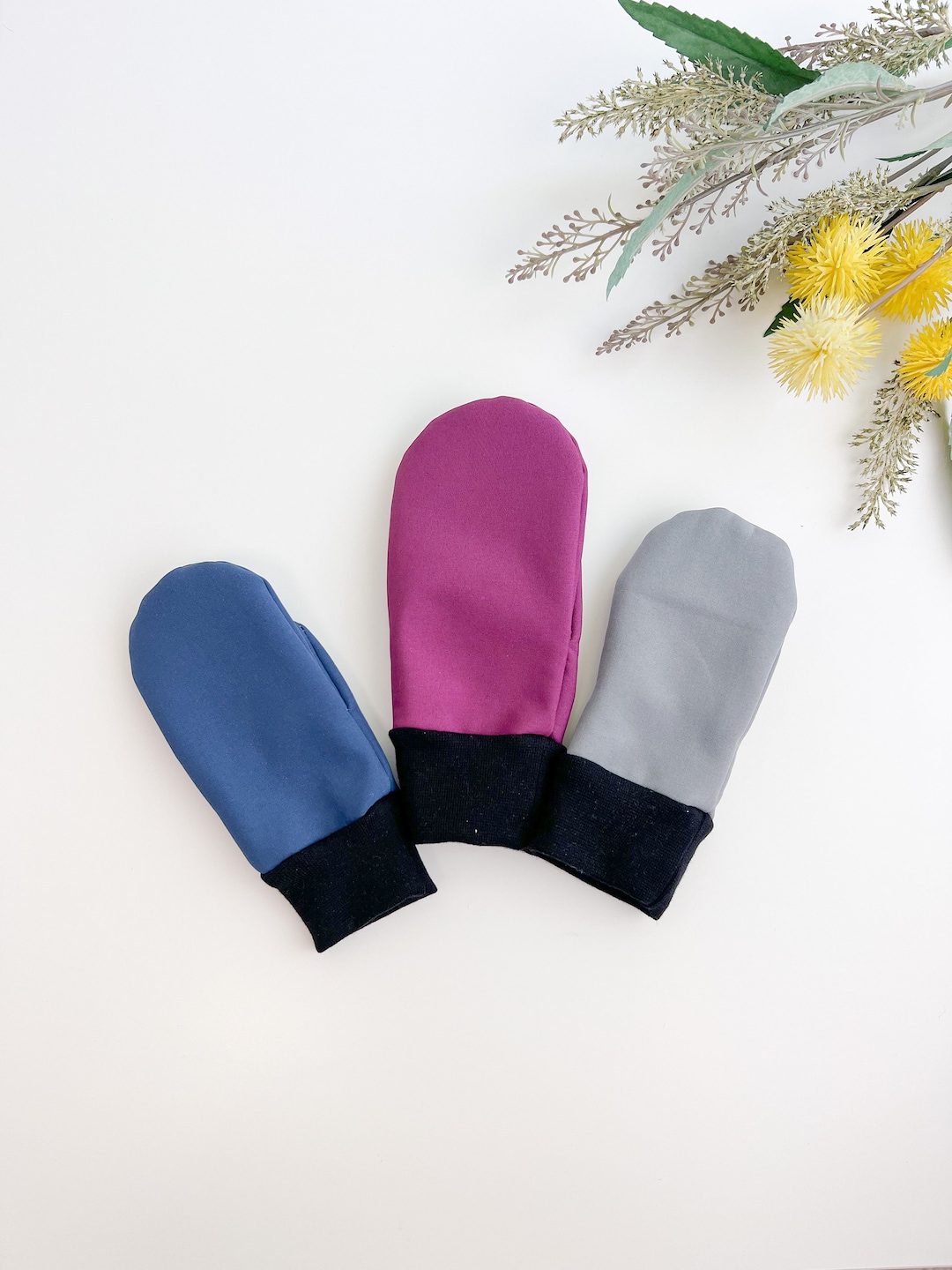 Personalized Softshell Mittens for Kids, Gray Baby Mittens, Autumn ...