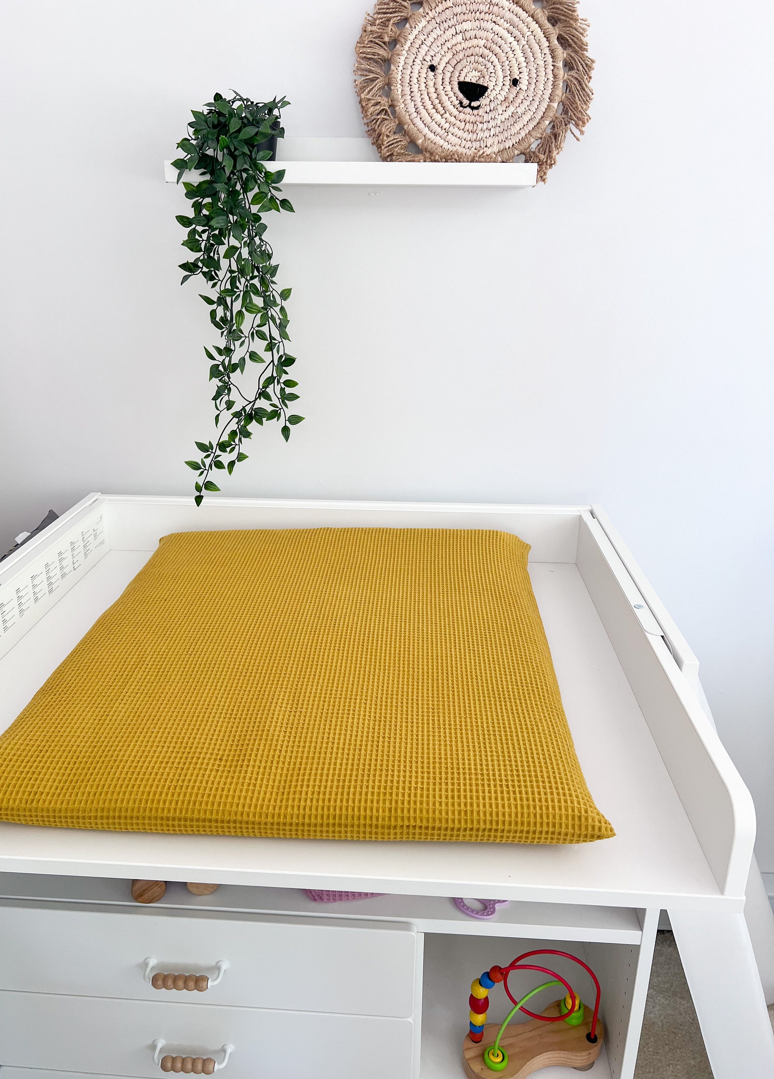 Set of Gray Changing Pad, Terry Cloth Cotton Diaper Pad, Long Pillow ...