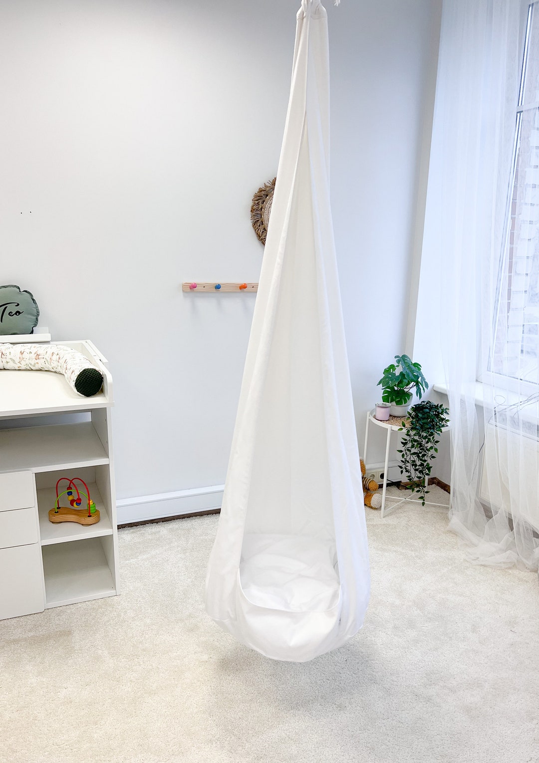 White Cocoon Swing Kids, Personalized Gift Christmas, Toddler Swing ...