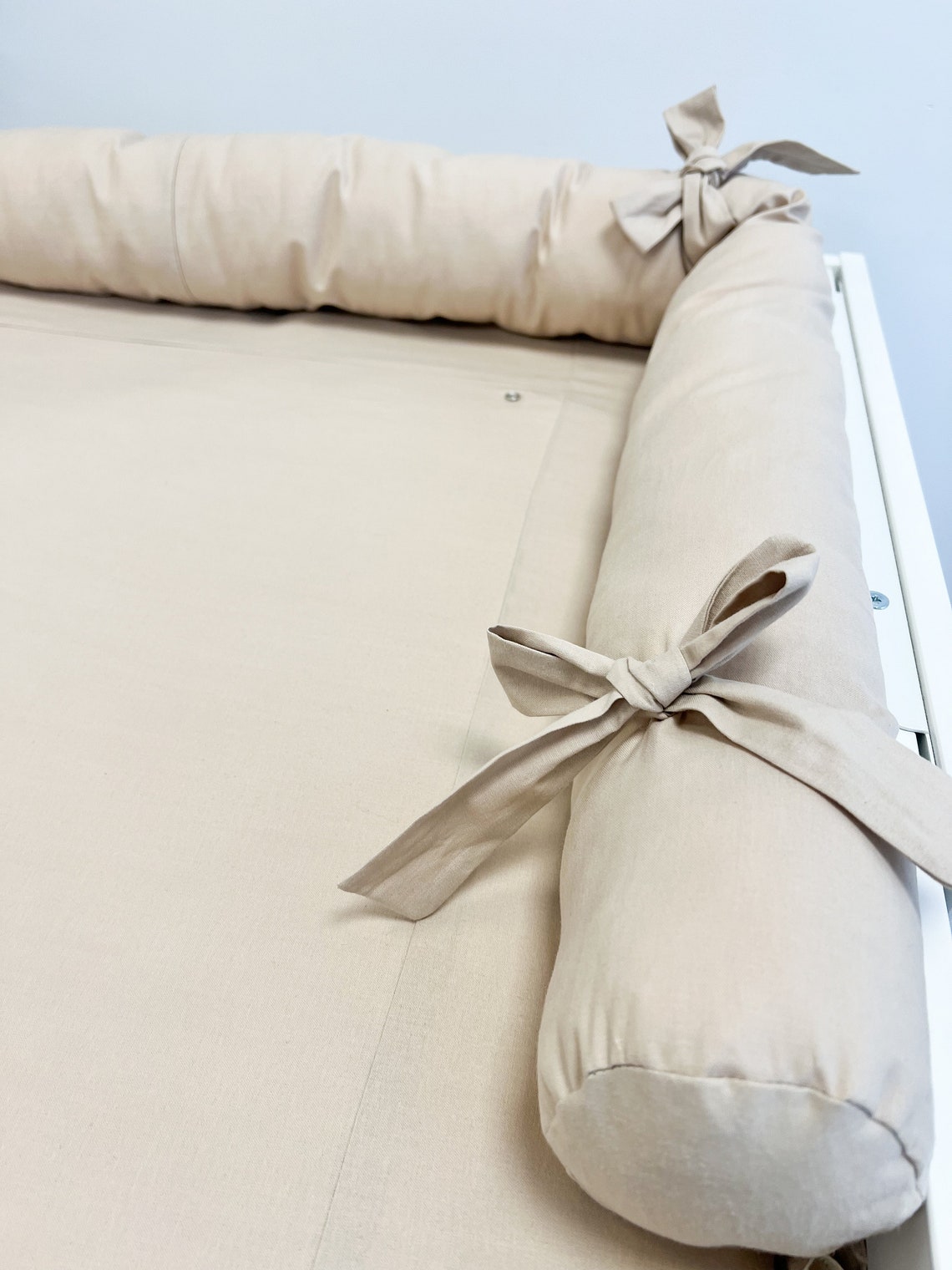 Beige Changing Mat in Fabric, Changing Pad With Accessory Baskets, Baby ...