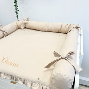 Beige Changing Mat in Fabric, Changing Pad With Accessory Baskets, Baby ...