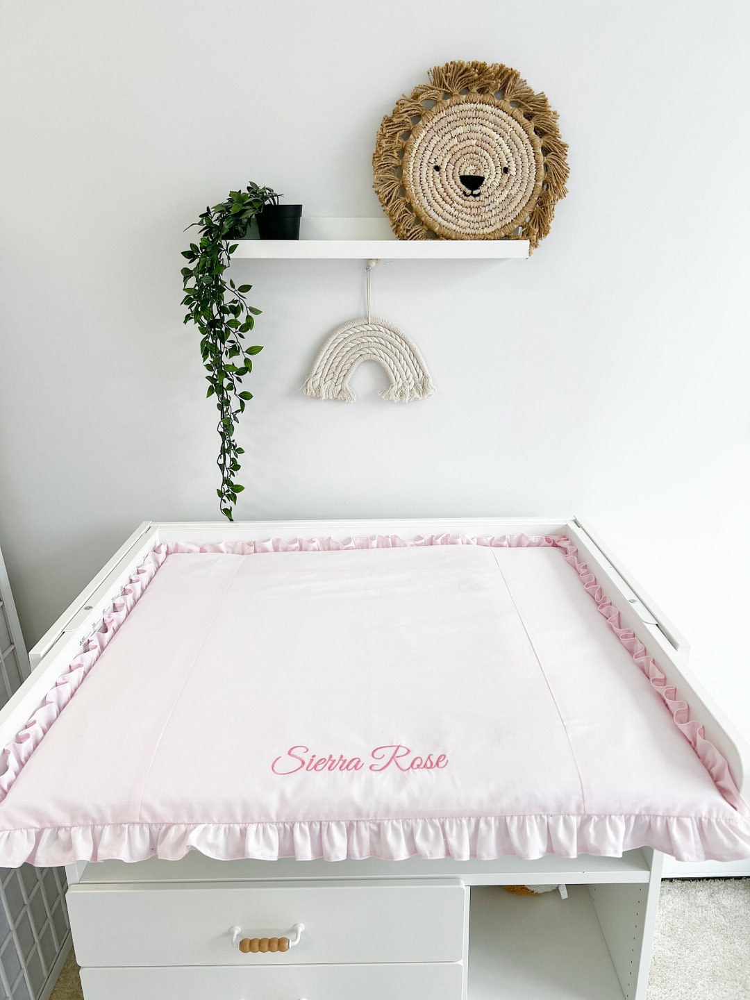 Pink Baby Girl Changing Mat in Fabric, Changing Pad With Accessory ...