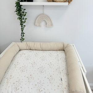 Beige Changing Mat in Fabric, Changing Pad With Accessory Baskets, Baby ...