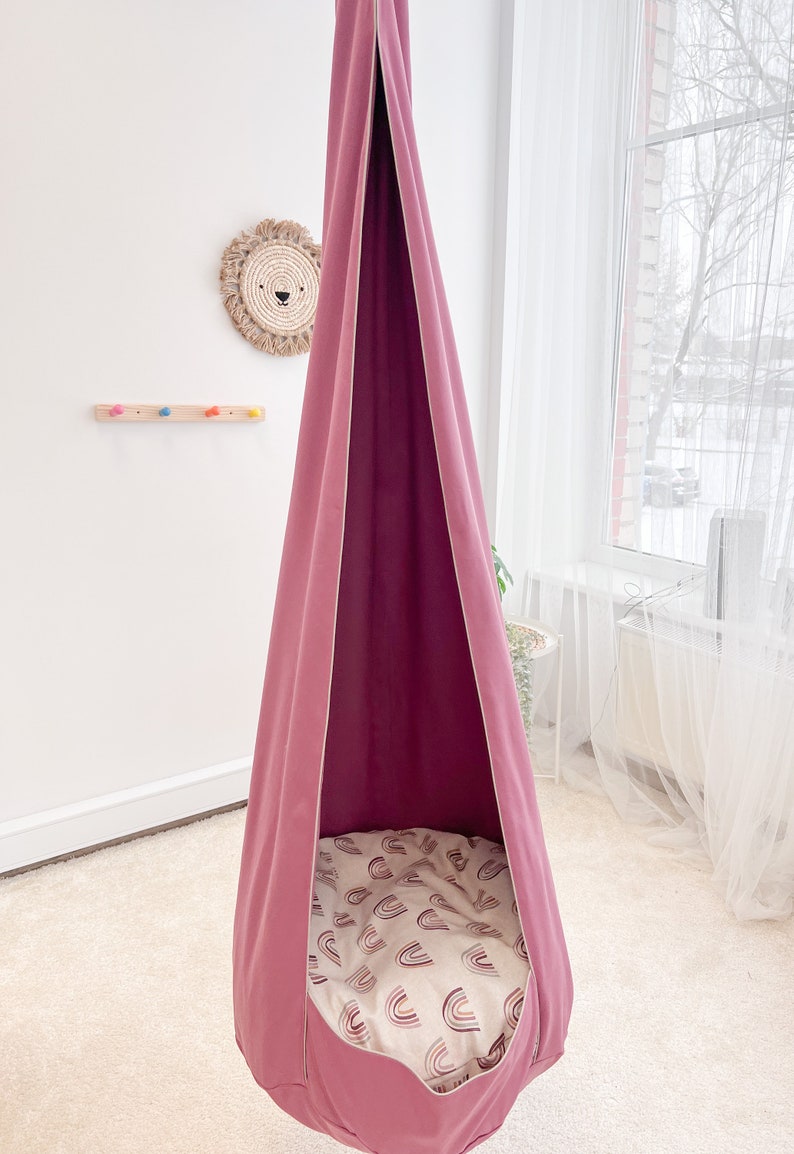 Pink Cocoon Sensory Swings, Kids Cocoon Pod Swing, Toddlers Indoor ...