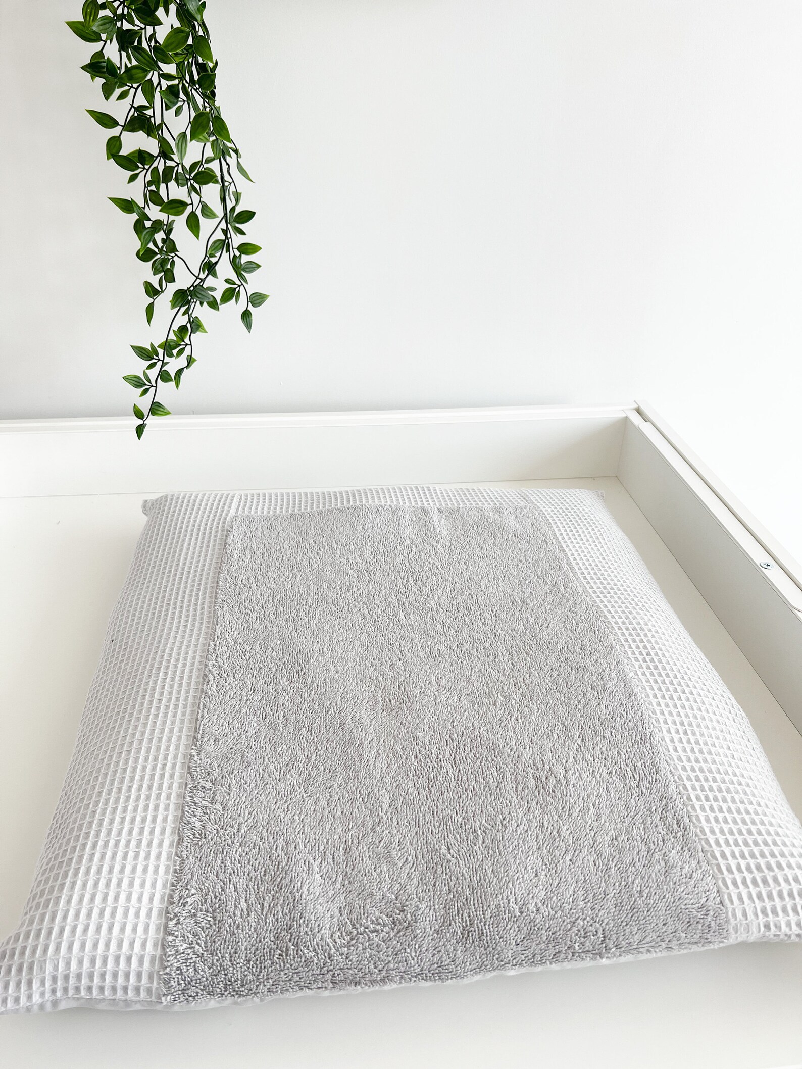 Set of Gray Changing Pad, Terry Cloth Cotton Diaper Pad, Long Pillow ...