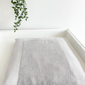 Set of Gray Changing Pad, Terry Cloth Cotton Diaper Pad, Long Pillow ...