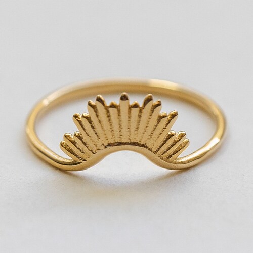 Rising Sun Ring in Rhodium Plated Sterling Silver Astrology - Etsy